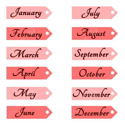 Pink Title Name Tag Month Of Label Planner Month Calendar Label PNG
