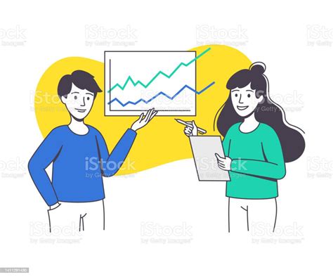 인터넷 플랫폼을 통해 이야기하는 남성과 여성과의 온라인 회의 개요 벡터 일러스트 레이 션 Brand Name Online