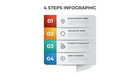 4 List Of Steps Row Layout Diagram With Number Sequence Infographic