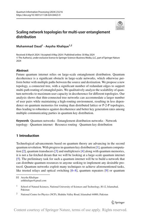 scaling network topologies for multi user entanglement distribution
