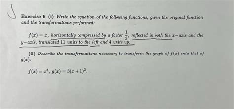 Solved Exercise 6 I Write The Equation Of The Following