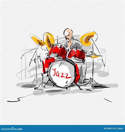 Jazz Drummer Stock Vector Illustration Of Person Roll 23495733