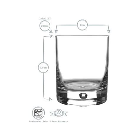 Bormioli Rocco 24 Piece Barglass Whisky Glasses Set Bubble Base