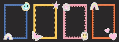 Premium Vector Colorful Stories Frames Set With Cute Elements Zigzag Wavy Edges Retro Squiggle