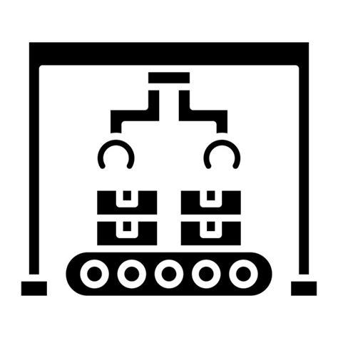 Premium Vector Conveyor Robot Glyph Solid Black Illustration