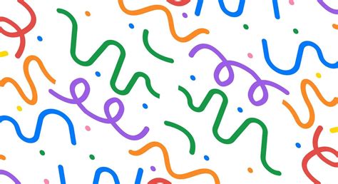 Fun Colorful Line Doodle Seamless Pattern Minimalist Style Art