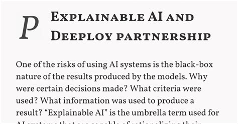 Explainable Ai And Deeploy Partnership