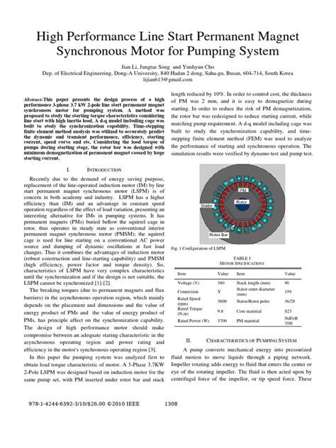 High Performance Line Start Permanent Magnet Pdf Electric Motor Physical Quantities