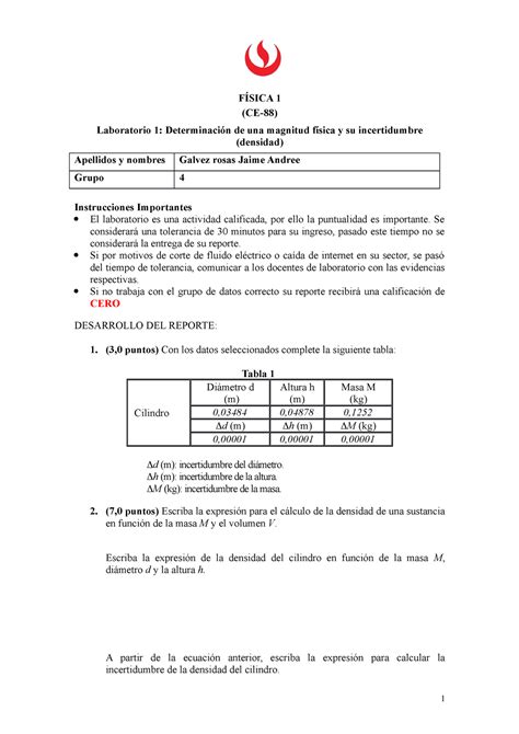 I31b Ce88 L1 Galvezrosas FÍsica 1 Ce 88 Laboratorio 1