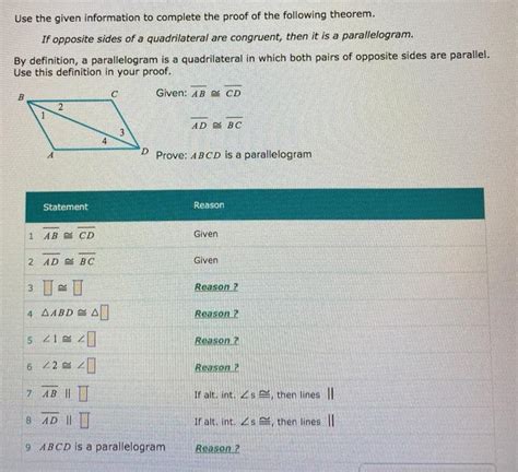 Solved Use The Given Information To Complete The Proof Of