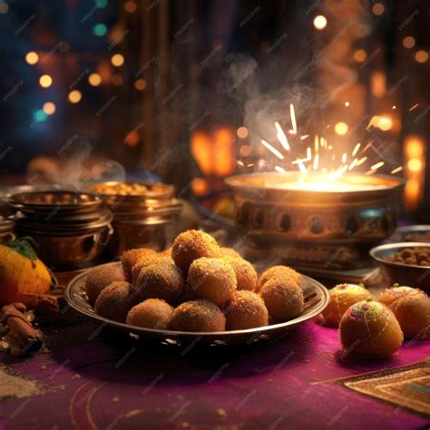 Premium Ai Image Indian Sweets Called Laddoo In Plate For Diwali Festival