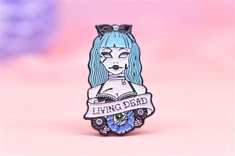 Vickilicious Designs Soft Enamel Pin Living Dead Zombie Tattoo