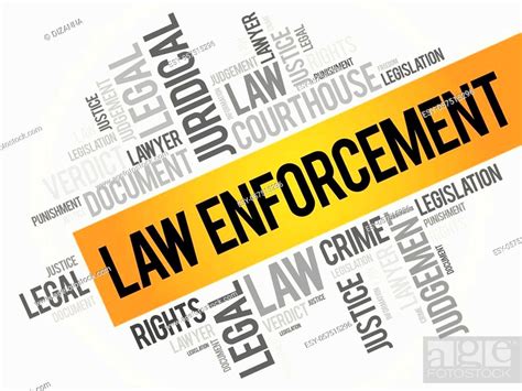Law Enforcement Word Cloud Collage Social Concept Background Stock
