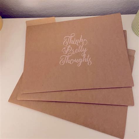 Office Think Pretty Thoughts Motivational Organization Set Of 3 File