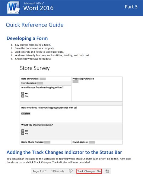 Quick Reference Guide Template Word