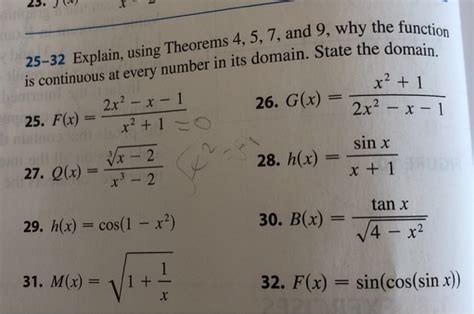 Solved 25 32 Explain Using Theorems 4 5 7 And 9 Why The