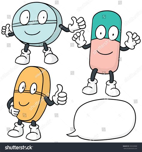 Vector Set Medicine Tablet Capsule Cartoon Stock Vector 339328988