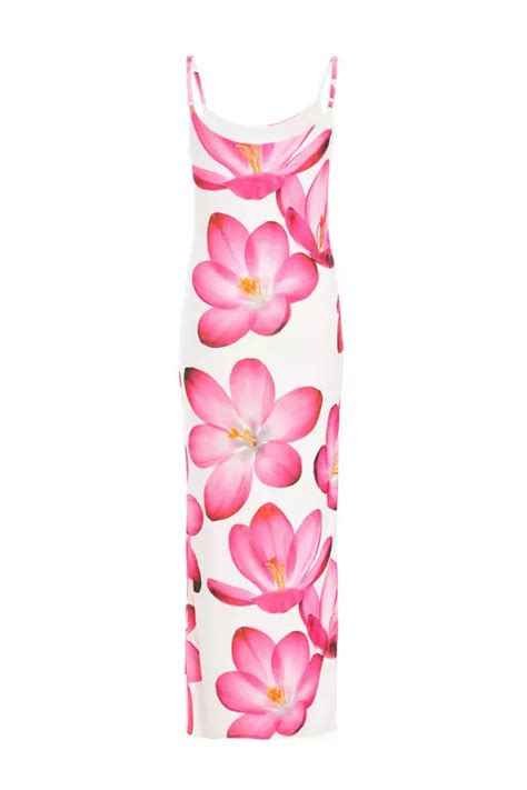 Pink Bold Floral Print Bodycon Maxi Dress Quiz Clothing