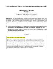 DBQ Project Example Doc AP UNITED STATES HISTORY FREE RESPONSE QUESTIONS UNITED STATES