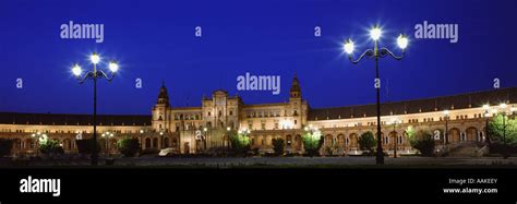 Plaza De Espana At Night Seville Andalusia Spain Stock Photo Alamy