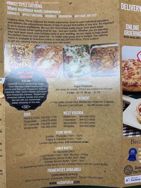 Online Menu Of Defelice Bros Pizza Delivery Express Restaurant