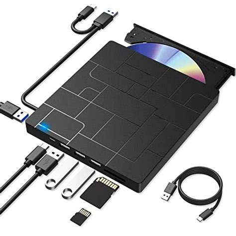 Litsheen Lecteur Dvd Externe Usb Type C Dvd Rom Cd Rw Lecteur De Cd Ultra Fin Avec Ports