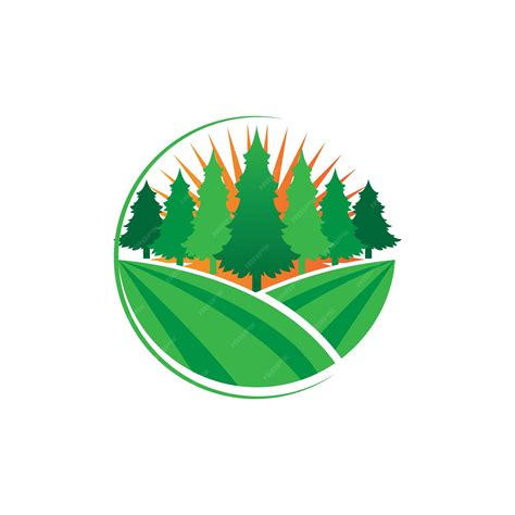 Premium Vector Green Grass Logo Design Farm Landscape Illustration