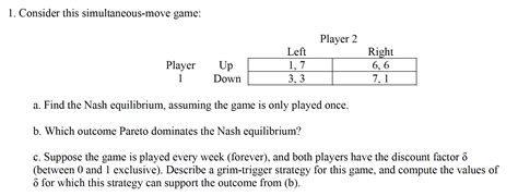 solved 1 consider this simultaneous move game player 2