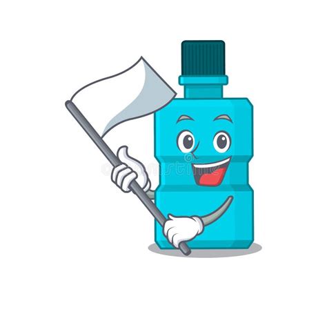 A Brave Mouthwash Mascot Character Design Holding A White Flag Stock