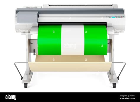 Wide Format Printer Plotter With Nigerian Flag 3d Rendering Isolated