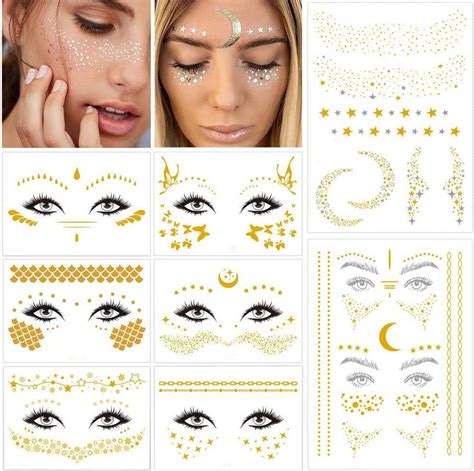 Fenqan Temporary Tattoo Waterproof Metallic Festival Temporary Tattoo