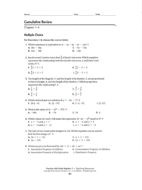 Prentice Hall Algebra 1 Chapter 4 Unit Pdf