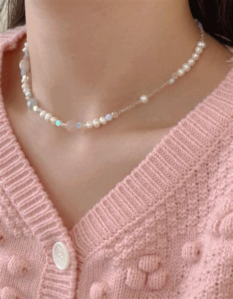 Peony Necklace 피오니 파스텔 핑크 비즈 담수진주 믹스 목걸이