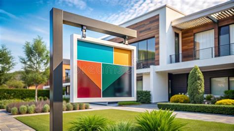 A Sleek And Contemporary Sign Design Featuring Abstract Geometric Shapes In Bold Colors To