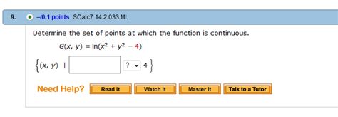 solved determine the set of points at which the function is