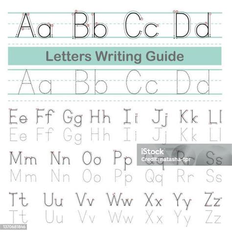 편지 쓰기 가이드 문자를 추적합니다 어퍼케이스 및 소문자 Engish 알파벳 알파벳에 대한 스톡 벡터 아트 및 기타 이미지 알파벳 쓰기 연습하기 Istock