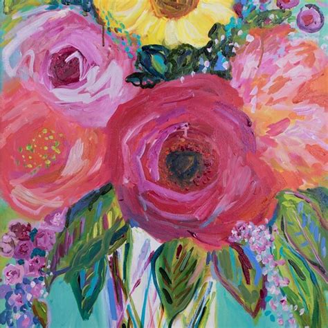 Large Bold Floral Still Life Fine Art Print Bright Bouquet Etsy