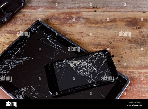 Broken Glass Screen On The Touch Screen Electronic Device Smart Phone