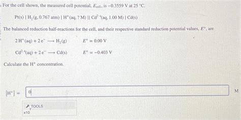 Solved For The Cell Shown The Measured Cell Potential Chegg Com
