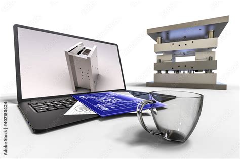 3d Render Image Representing Cad Development Process Plastic Mold