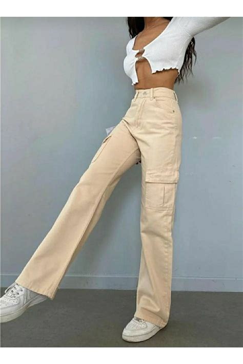 Livik Catina Hot Fashionnova Kahverengi Arka Cepsiz Kargo Cep Salaş