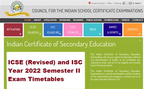 ICSE ISC Revised Timetable 2022 Released Check Scheduled Here