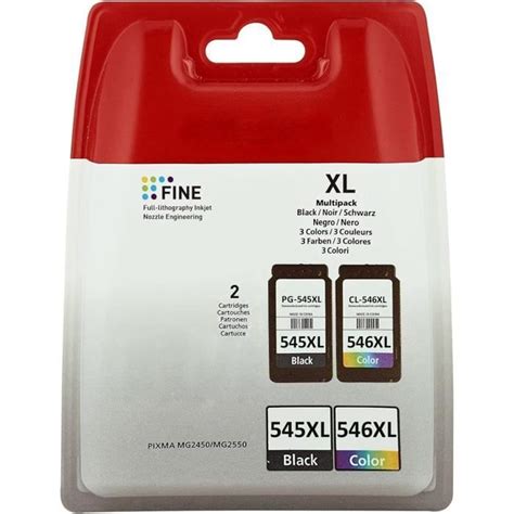 Cartouche 545 546 Cartouche Encre 545 Et 546 Remanufacturées Pour Canon 545 546 Xl Pg 545Xl