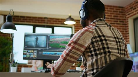 African American Filmmaker Editing A Video Shoot In Post Production