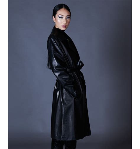 Women S Leather Trench Coat Long Black Leather Coat Enna Admilano It