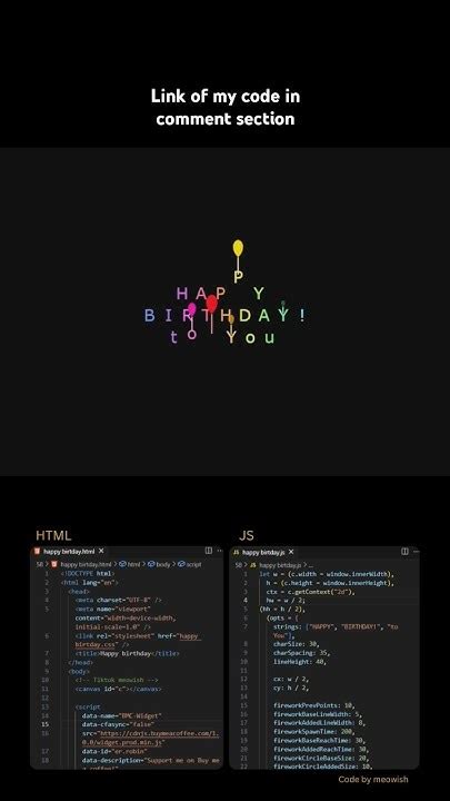 Happy Birthday Code For You Programming Html Css Javascript Code Youtube