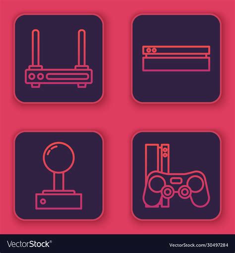 Set Line Router And Wi Fi Signal Joystick Vector Image
