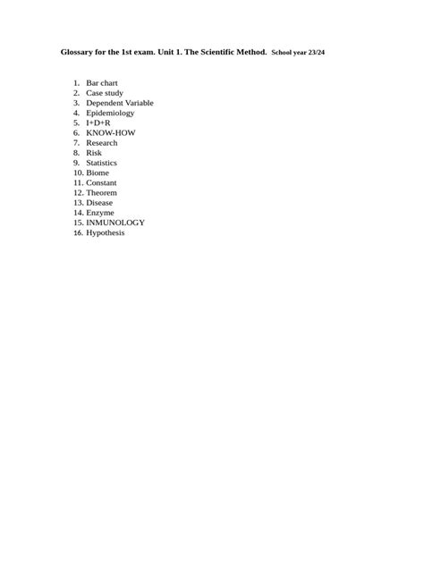 Glossary For The 1st Exam Pdf