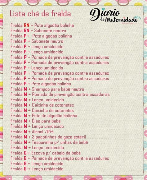 20 Ideias De Listas De Chá De Fralda Para Imprimir Blog Bela Pequena