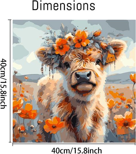 Cow Paint By Numbers For Adults Highland Cow Flower Paint By Numbers